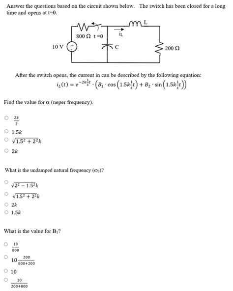 Solved Answer The Questions Based On The Circuit Shown Chegg