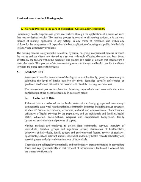 Community Health Nursing Assignment 2 Read And Search On The Following Topics A Nursing