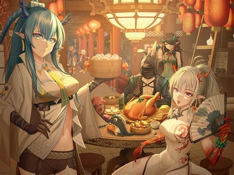 Doctor Nian Dusk Luo Xiaohei Ling And 4 More Arknights Drawn By