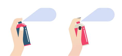 손 잡고 스프레이 페인트 수 벡터 아이콘 세트 그래픽 그림 향수 탈취제 만화 병을 들고 남자 여자 청소기 화학 에어로졸 세제