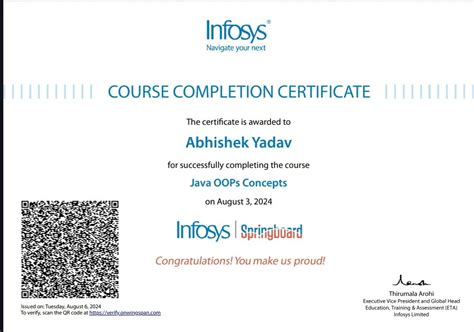 Abhishek Yadav On Linkedin Infosysspringboard Java Oops Certification Softwaredevelopment