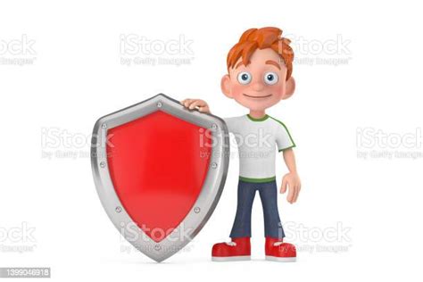 만화 작은 소년 십대 사람 캐릭터 마스코트 레드 메탈 보호 방패 3d 렌더링 교육에 대한 스톡 사진 및 기타 이미지 교육 귀여운 남학생 Istock