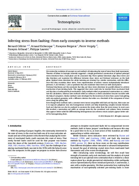 Pdf Inferring Stress From Faulting From Early Concepts To Inverse Methods