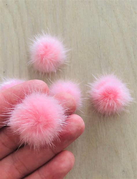 Mink Pom Pom Mini Pom Pom Small Pom Pom Pink Pom Pom Fur Pom Pom Set Of 5 Etsy