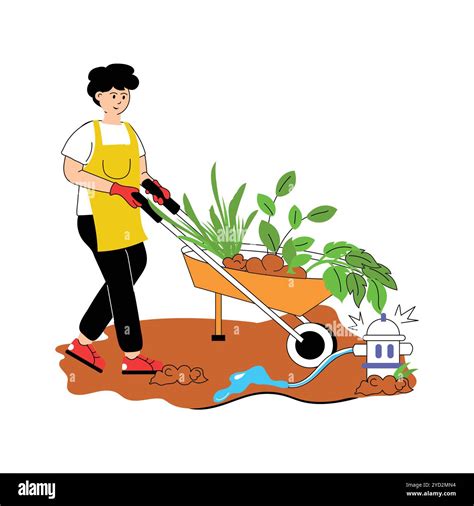 Gardener Tending Plants Stock Vector Images Alamy