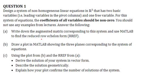 question 1design a system of non homogeneous linear