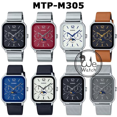 Casio ของแท้ รุ่น Mtp M305d Mtp M305l Mtp M305m นาฬิกาข้อมือผู้ชาย Moon Phase กล่องและประกัน 1ปี