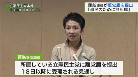 蓮舫議員立憲民主党に離党届を提出「都民のために無所属」／renho For The Sake Of The People Of Tokyo