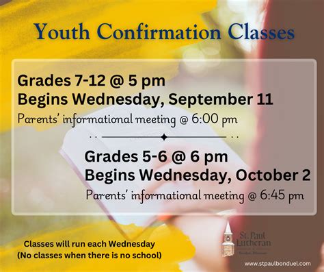 Events Youth Confirmation Classes St Paul Lutheran Church And School