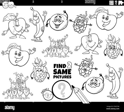 Cartoon Illustration Of Finding Two Same Pictures Educational Activity