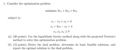 Solved Consider The Optimization Problem Chegg