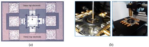 A Optical Image Of The Squared 80 μm Pmut Device B Setup For The