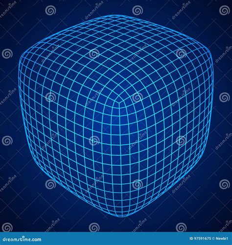 Wireframe Mesh Rounded Box Stock Vector Illustration Of Fractal