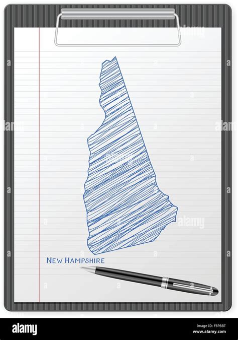 Clipboard With Drawing New Hampshire Map Vector Illustration Stock