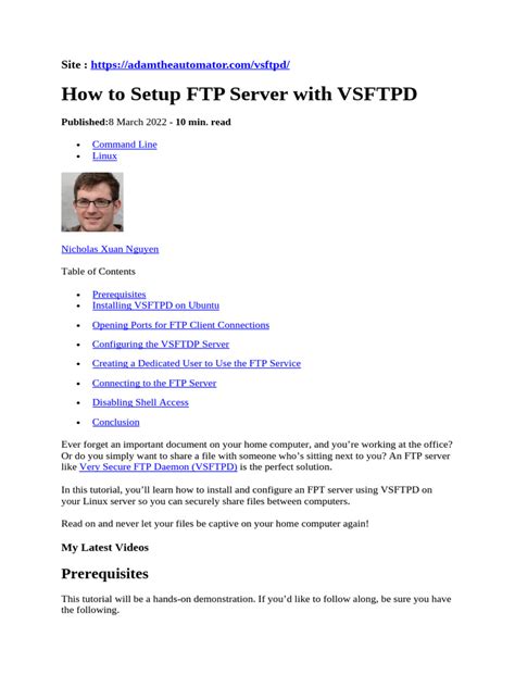 Ftp Server Vsftpd Best Configuration Pdf File Transfer Protocol