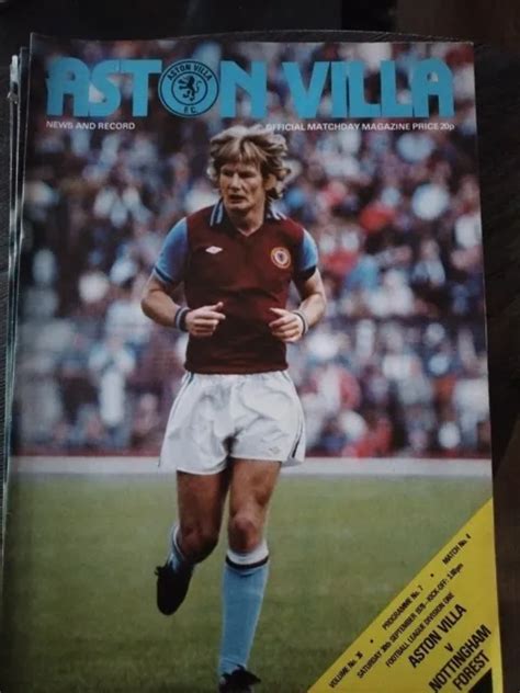 Aston Villa Vs Nottingham Forest Official Matchday Magazine Division 1
