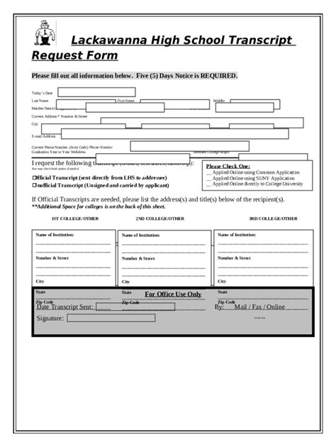 Lackawanna High School Transcript Request Doc Template Pdffiller