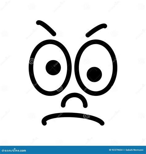 线情感面带笑容 Emoji 适应图标 哀伤的面带笑容 泪花，哀痛，悲伤，忧郁 大哀伤的眼睛 向量例证 插画 包括有 面部 题头