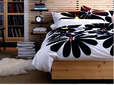 Ikea Hedda Blom Queen Duvet Cover Set Black White Floral Mod Graphic Flowers New