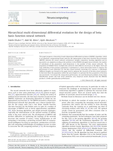 Pdf Hierarchical Multi Dimensional Differential Evolution For The Design Of Beta Basis