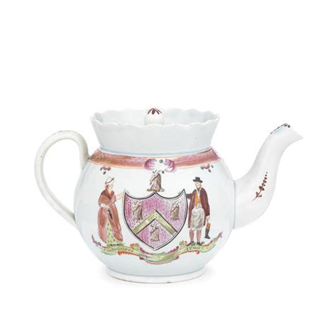 Bonhams A Pearlware Armorial Teapot And Cover Dated 1803