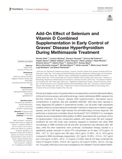 Pdf Add On Effect Of Selenium And Vitamin D Combined Supplementation