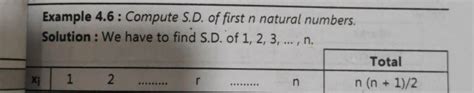 Example 46 Compute Sd Of First N Natural Numbers Solution We Have T