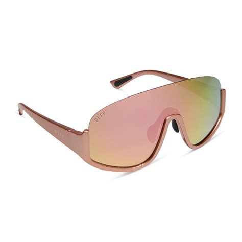 Blazer Shield Sunglasses Rose Gold And Peach Mirror Diff Eyewear