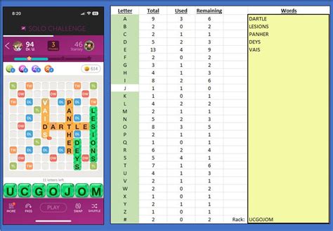 Words With Friends Tile Counter Excel Template Etsy