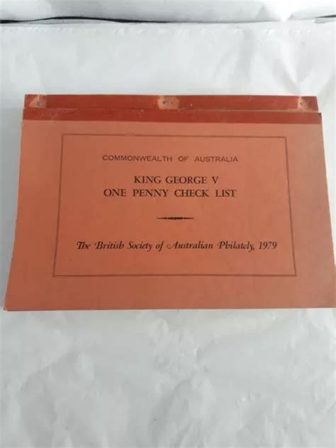 KING GEORGE V One Penny Stamp Check List Stamp Book Australian Philately PicClick UK
