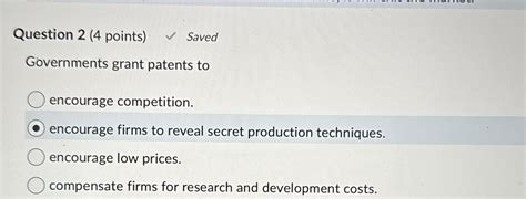 Solved Question 2 4 ﻿points ﻿savedgovernments Grant