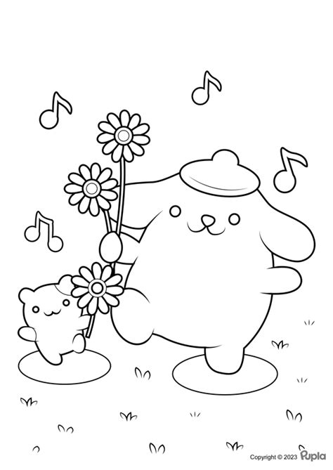 🖍️ Pompompurin And Muffin Dancing Printable Coloring Page For Free