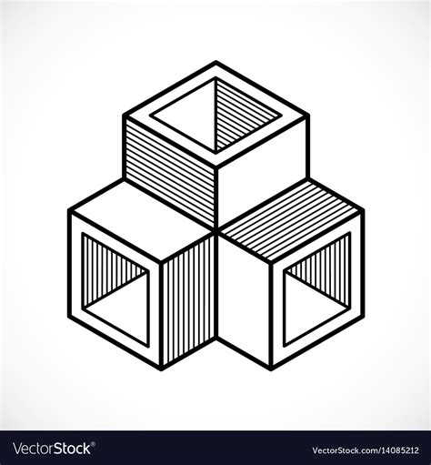 3d Design Abstract Dimensional Cube Shape Vector Image