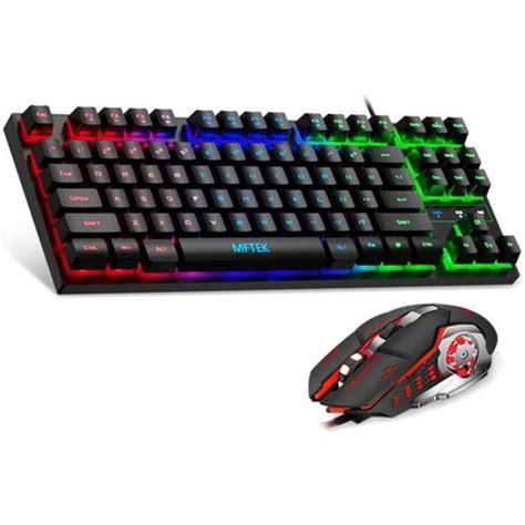 Computers Laptops Parts Rgb Rainbow Gaming Keyboard And Mouse Combo Compact Keys Backlit