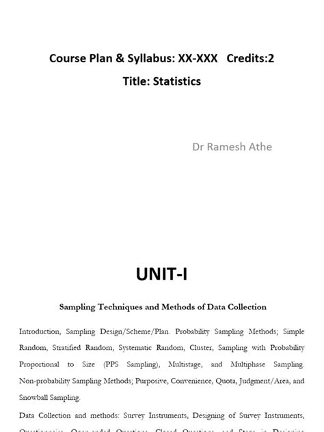 Statistics Syllabus Pdf