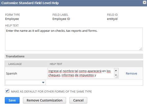 NetSuite Applications Suite Customizing Field Level Help For Standard