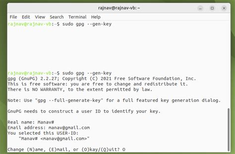 how to generate pgp keys using gnupg on linux geeksforgeeks