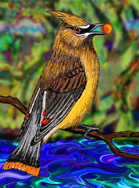 Cedar Waxwing Digital Art By Robin Jensen Fine Art America