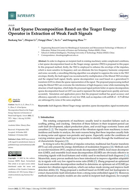 Pdf A Fast Sparse Decomposition Based On The Teager Energy Operator In Extraction Of Weak