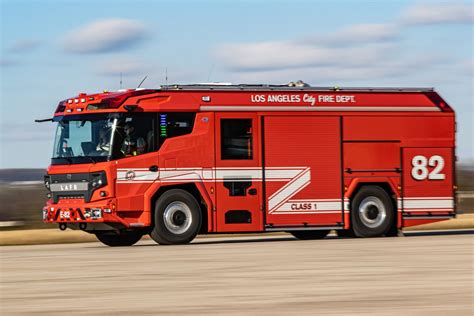 North Americas First Electric Fire Truck On Duty In Hollywood Driving