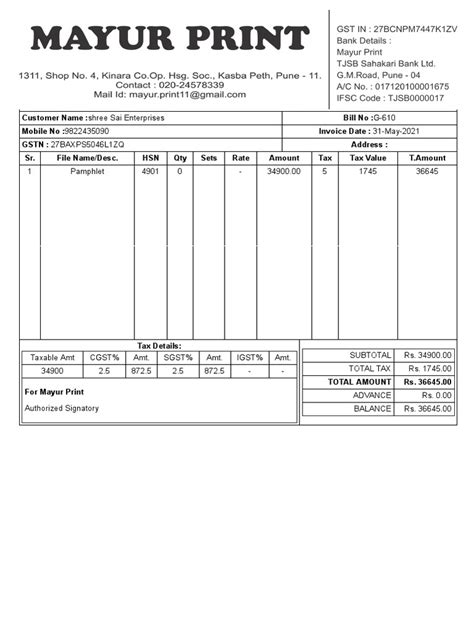 Invoice Print Pdf