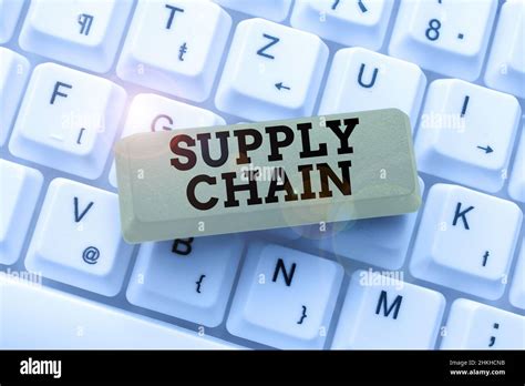 Text Caption Presenting Supply Chain Business Concept Network Between A Company And Suppliers