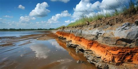Deposición de sedimentos de estuario acumulación de sedimentos en la sección de estuario a lo ...
