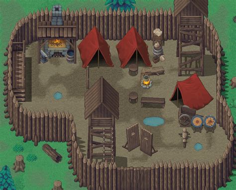 working on a military camp tilesheet and want to show some progress