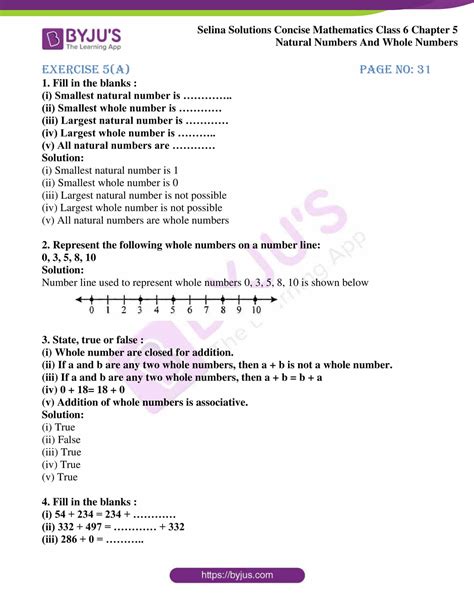Selina Solutions Concise Mathematics Class 6 Chapter 5 Natural Numbers And Whole Numbers Free Pdf