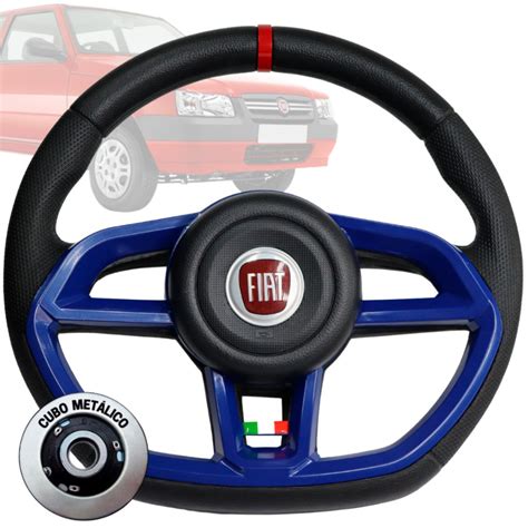 Volante Esportivo Gti Azul Emblema Logo Vermelho Itália Anel Vermelho