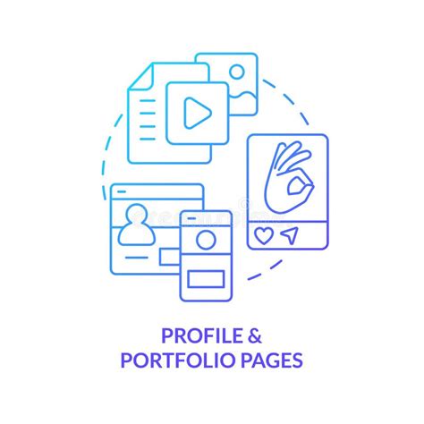 Profile And Portfolio Pages Blue Gradient Concept Icon Stock Vector Illustration Of Networking