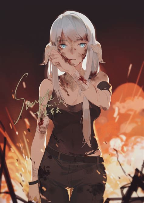 Safebooru 1girl Absurdres Au Ra Bandaged Arm Bandages Belt Black Tank