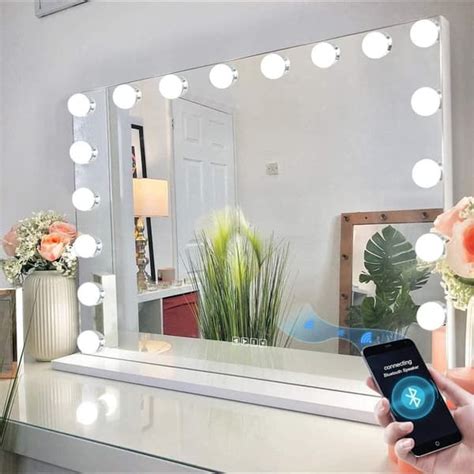 Bluetooth Hollywood Spegel Med Belysning 15 Dimmer Led Lampor