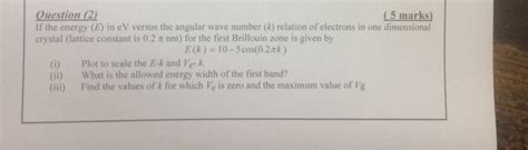 Solved Marks If The Energy E In EV Versus The Angular Chegg